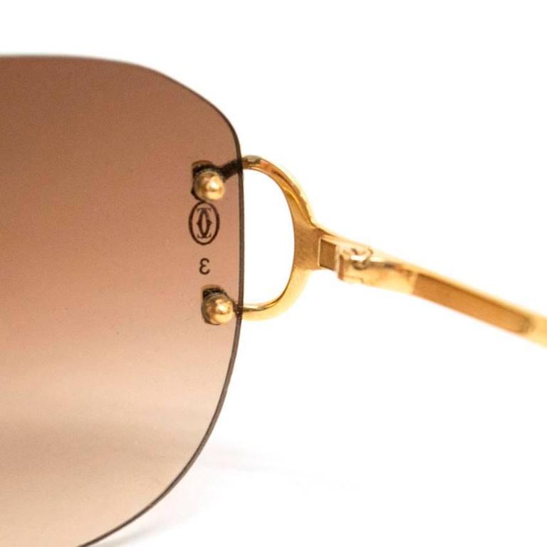 Cartier Rimless Sunglasses With Gold Hardware at 1stDibs | brown ...