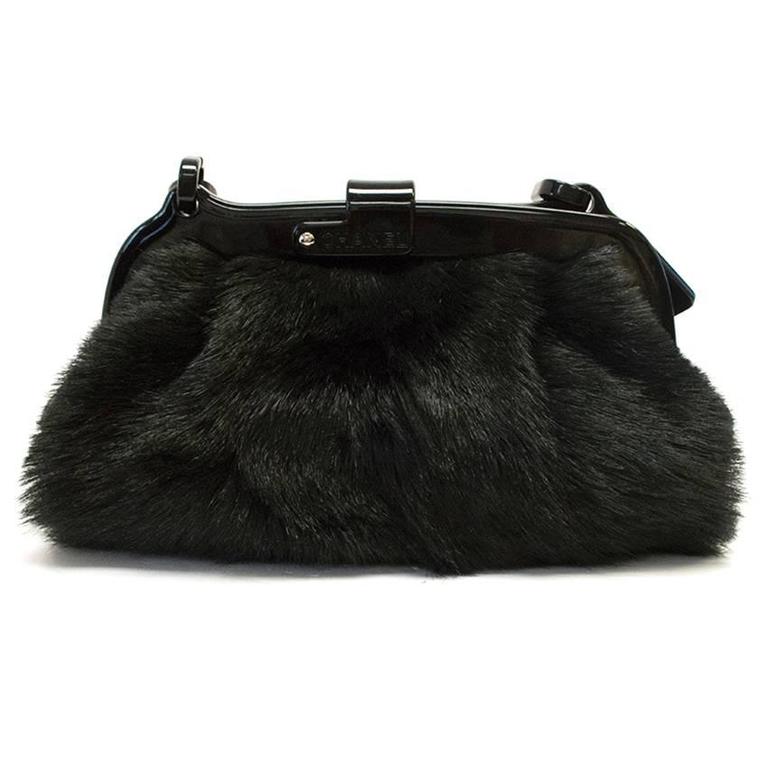 Chanel Black Fur bag with Plastic Chain at 1stDibs | chanel plastic ...