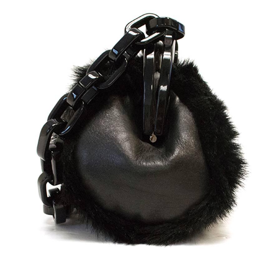 Chanel Black Fur bag with Plastic Chain at 1stDibs | chanel plastic ...