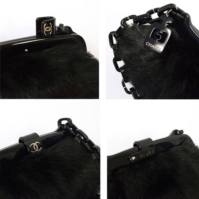 Chanel Black Fur bag with Plastic Chain at 1stDibs | chanel plastic ...
