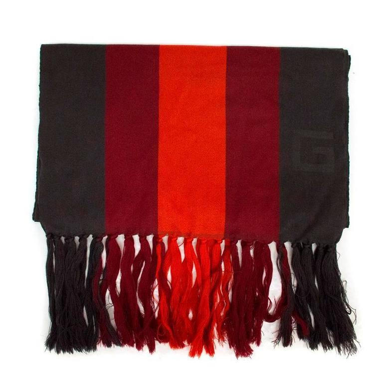Gucci Red Green And Grey Striped Wool Scarf For Sale at 1stDibs