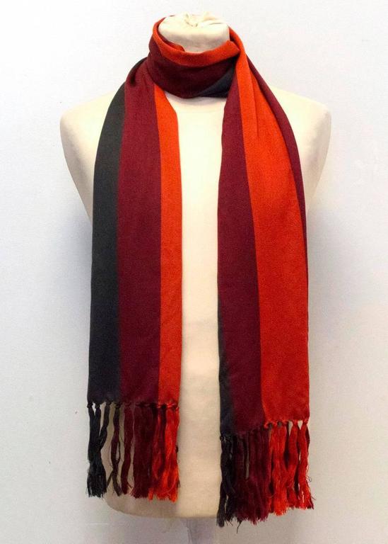 Gucci Red Green And Grey Striped Wool Scarf For Sale at 1stDibs