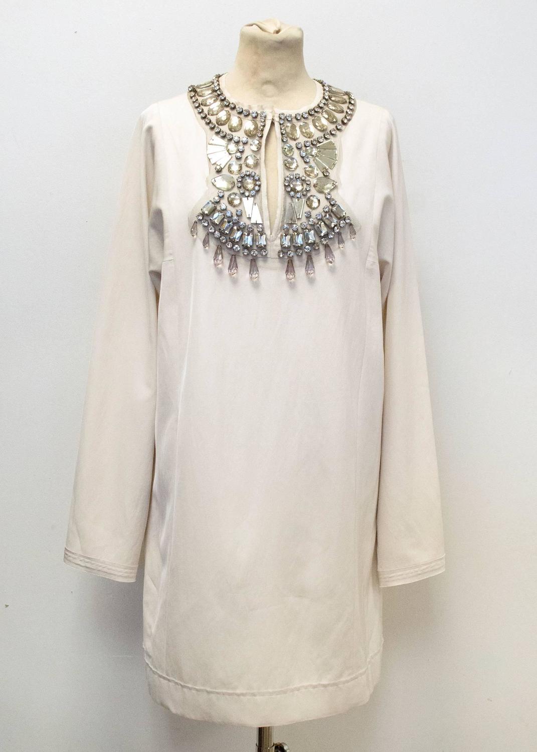 Lanvin Cream Embellished Tunic Dress For Sale at 1stdibs