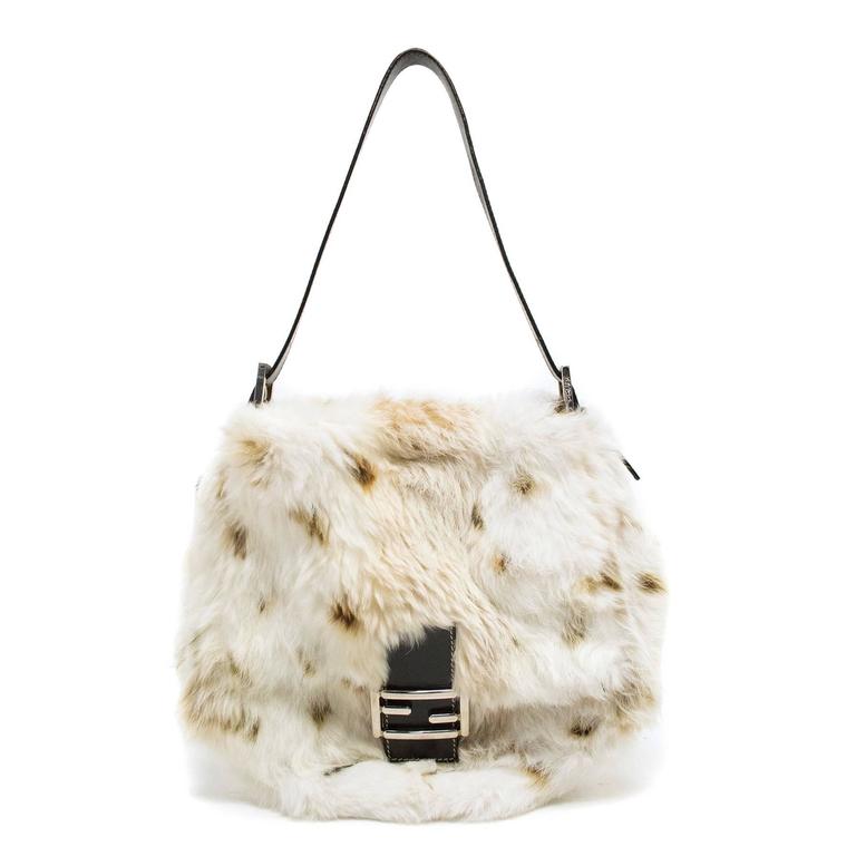 Fendi Rabbit Fur White and Brown Shoulder Bag For Sale at 1stDibs ...