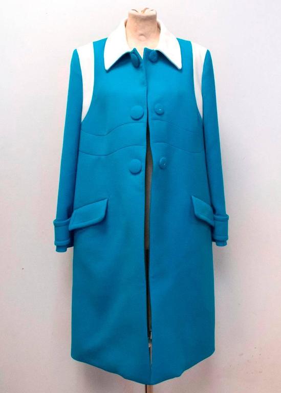 Prada Blue and White Coat US 10 For Sale at 1stDibs