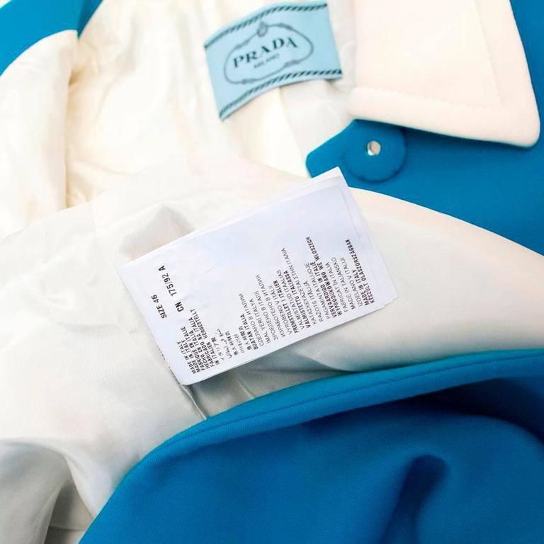 Prada Blue and White Coat US 10 For Sale at 1stDibs