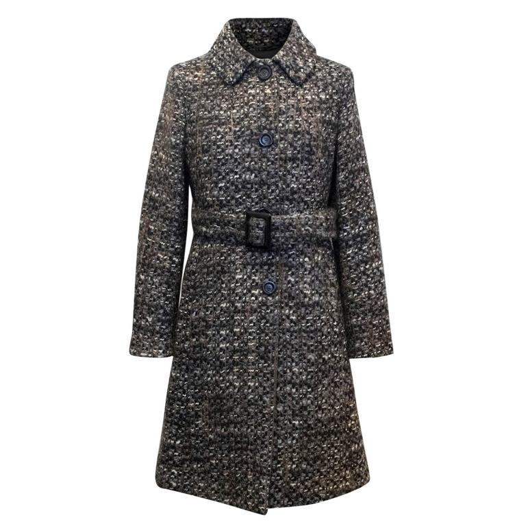 Max Mara Studio Tweed Single Breasted Wool Coat with Belt For Sale at ...