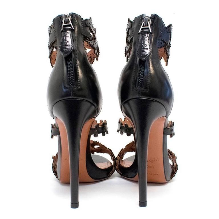 Alaia Black Laser Cut Heels For Sale at 1stDibs