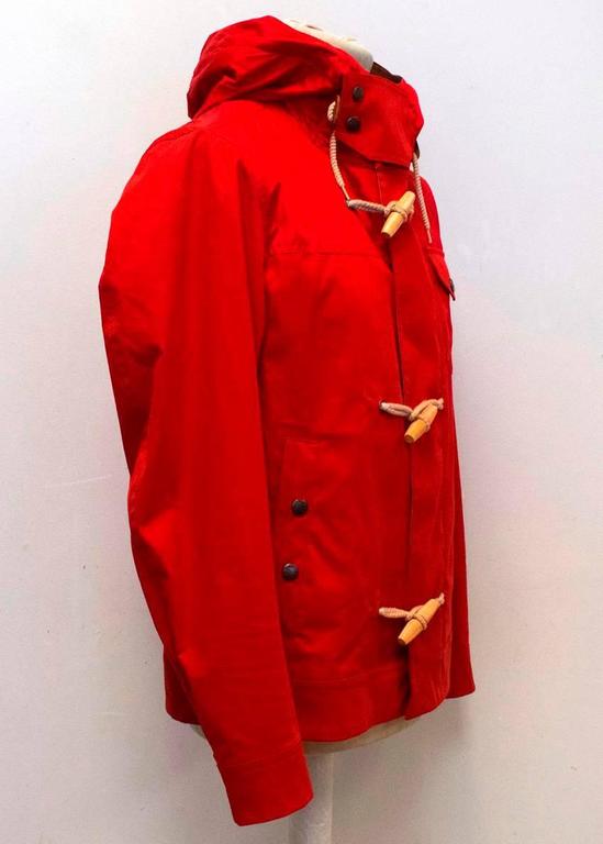 Moncler Men's Red Hooded Jacket with Toggle Buttons For Sale at 1stDibs ...
