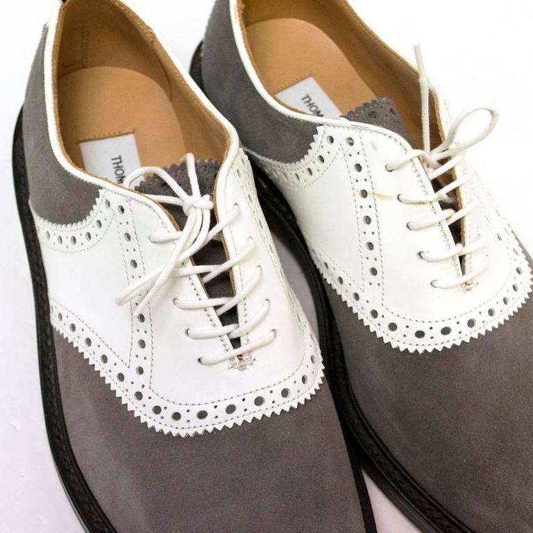 Thom Browne Grey And White Brogues at 1stDibs