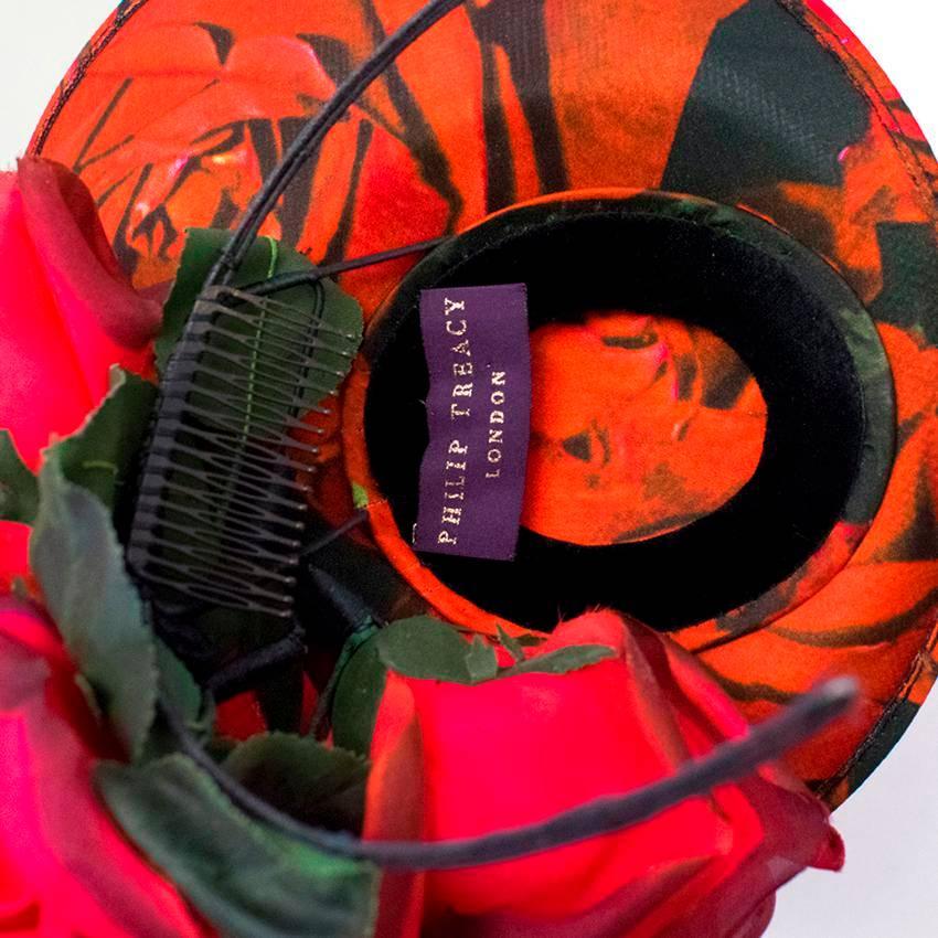 Philip Treacy Red Fascinator Hat with Roses For Sale at 1stDibs ...