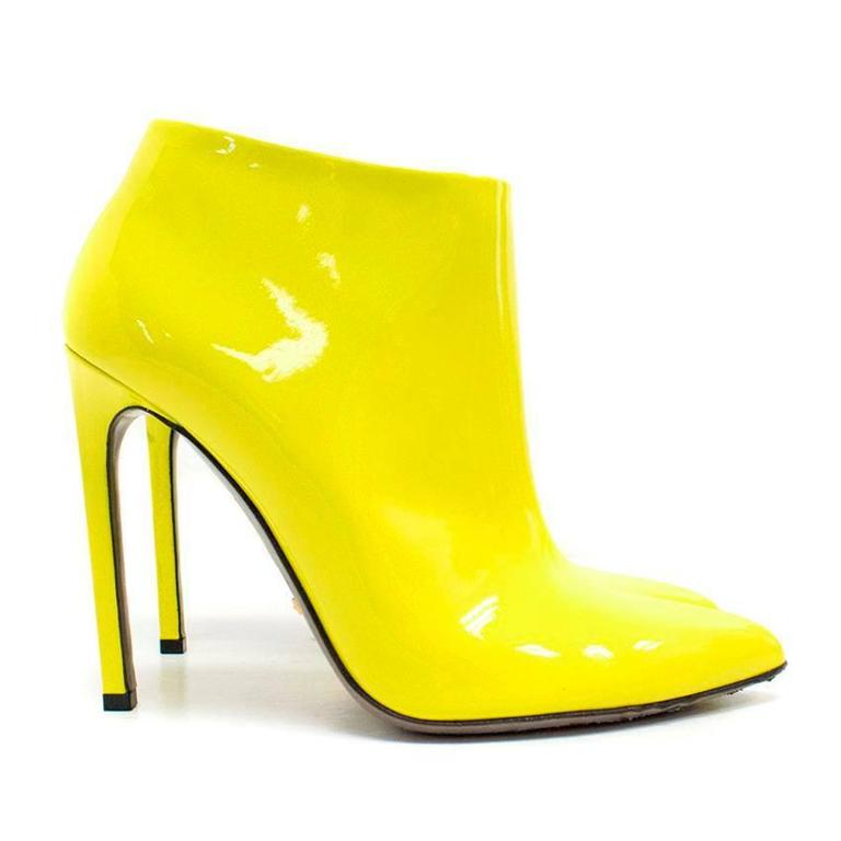 Gucci Yellow Patent Leather Heeled Ankle Boots For Sale at 1stDibs ...