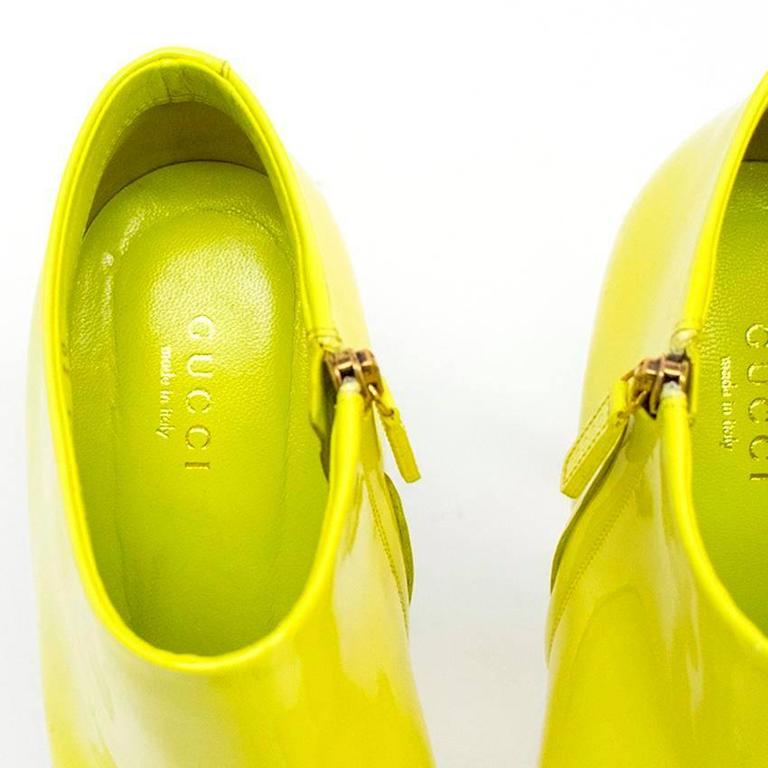Gucci Yellow Patent Leather Heeled Ankle Boots For Sale at 1stDibs ...