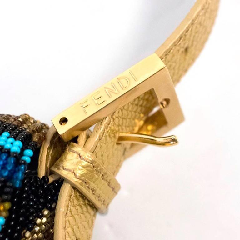 Fendi Beaded Baguette Bag With Gold Tone Trims For Sale at 1stDibs