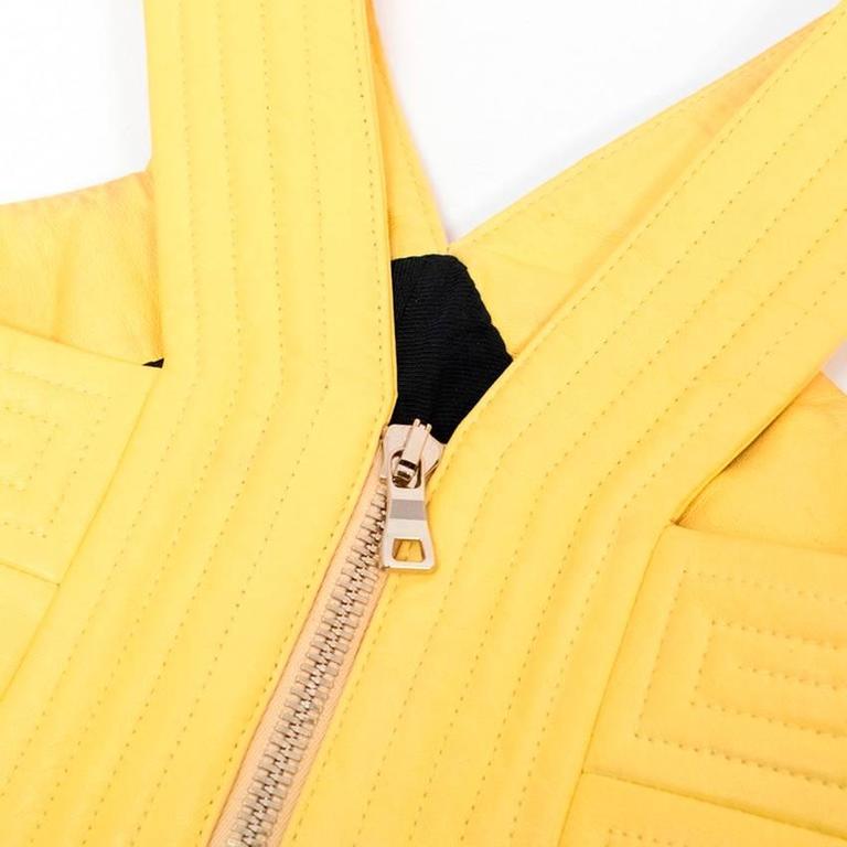 Balmain Yellow Quilted Leather Dress For Sale at 1stDibs