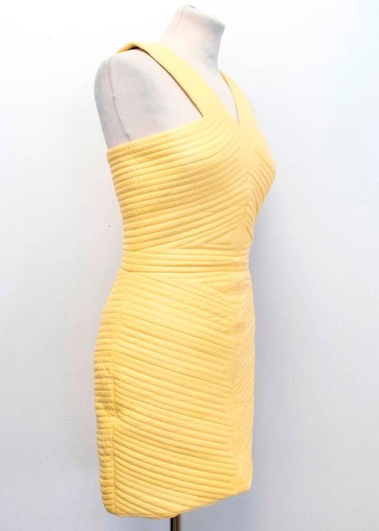 Balmain Yellow Quilted Leather Dress For Sale at 1stDibs