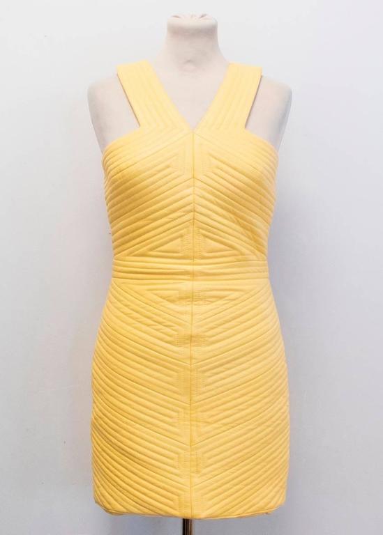 Balmain Yellow Quilted Leather Dress For Sale at 1stDibs