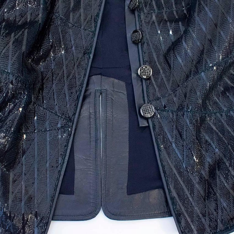 Chanel Navy Lambskin Sparkly Jacket For Sale at 1stDibs