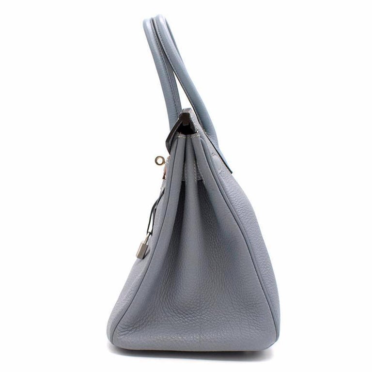 Hermes Blue Lin Fjord Leather 30CM Birkin Bag For Sale at 1stDibs ...