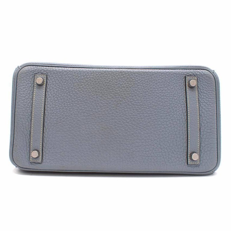 Hermes Blue Lin Fjord Leather 30CM Birkin Bag For Sale at 1stDibs ...