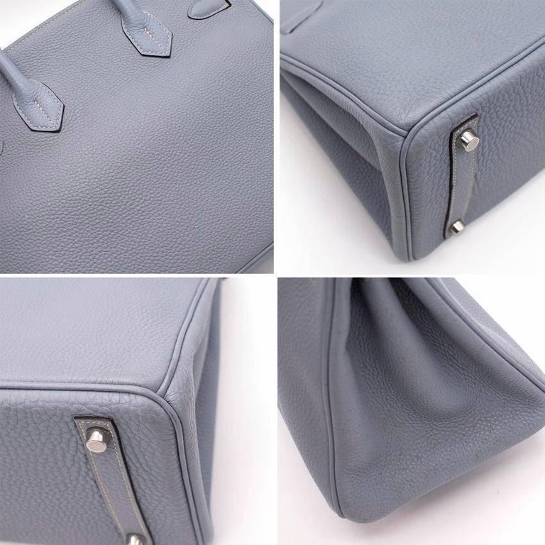 Hermes Blue Lin Fjord Leather 30CM Birkin Bag For Sale at 1stDibs ...