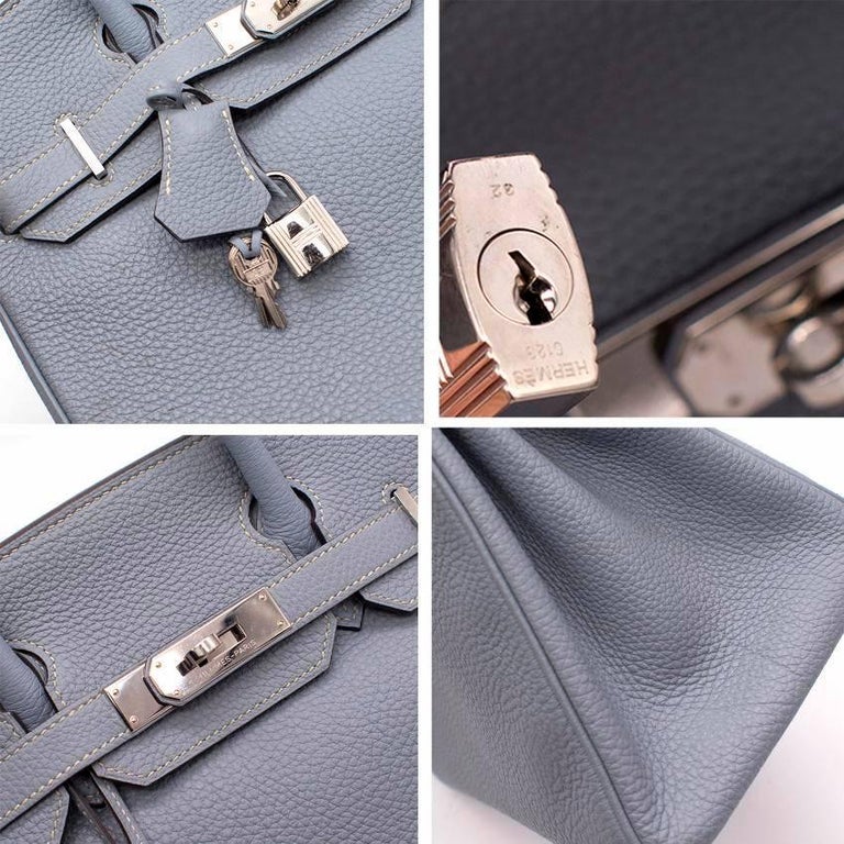 Hermes Blue Lin Fjord Leather 30CM Birkin Bag For Sale at 1stDibs ...