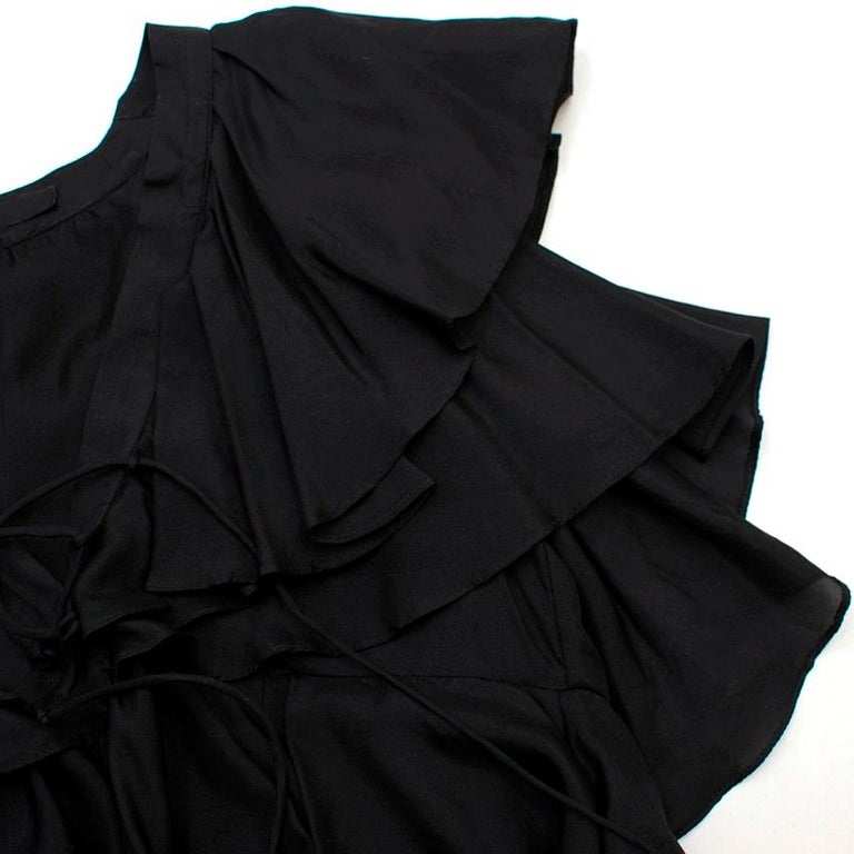 Givenchy Black Silk Ruffle Top Size 4 For Sale at 1stDibs