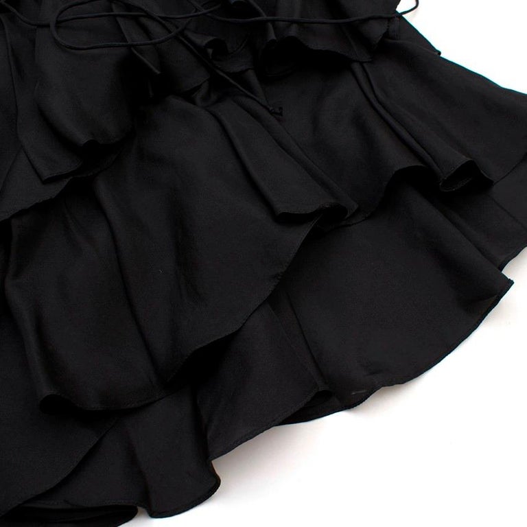 Givenchy Black Silk Ruffle Top Size 4 For Sale at 1stDibs