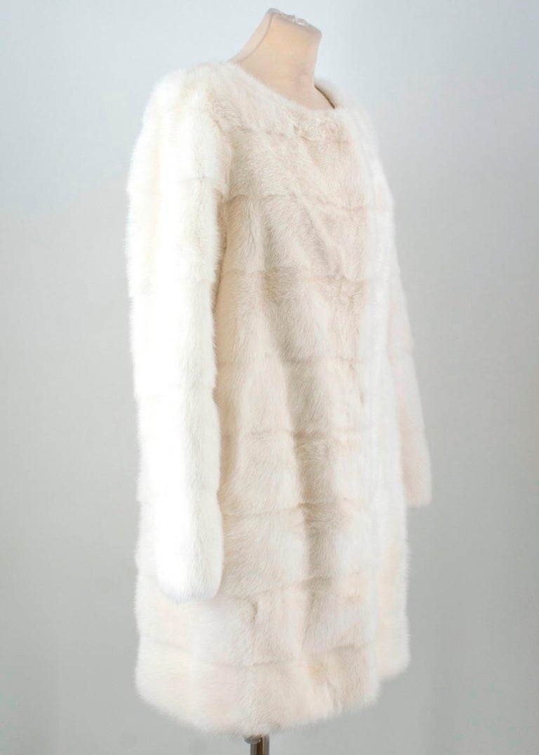 Cher Fur White Mink Fur Longline Coat with inner waist ties Size 10 For ...