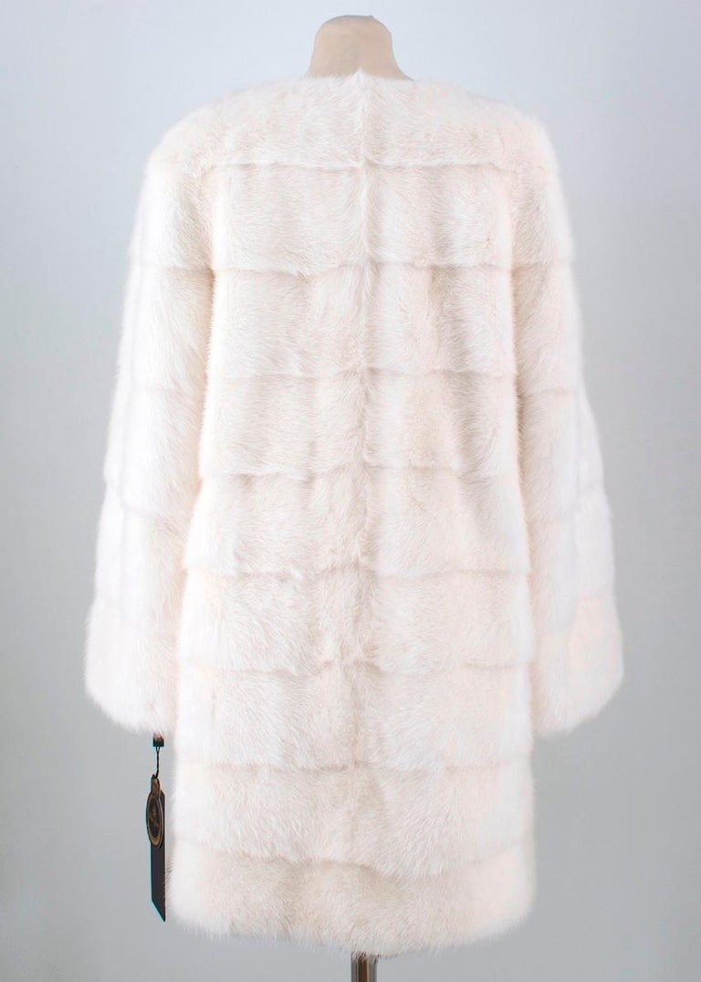 Cher Fur White Mink Fur Longline Coat with inner waist ties Size 10 For ...
