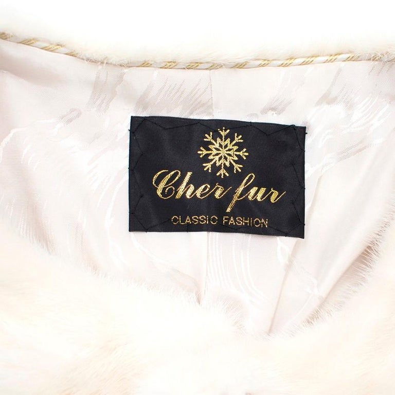Cher Fur White Mink Fur Longline Coat with inner waist ties Size 10 For ...