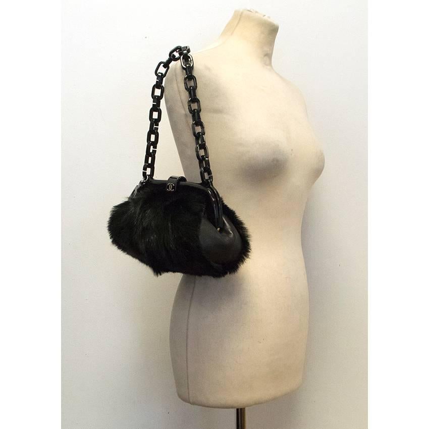 Chanel Black Fur bag with Plastic Chain at 1stDibs | chanel plastic ...
