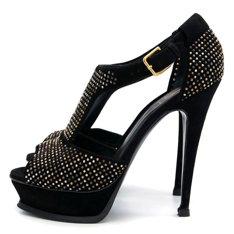 YSL Suede Studded Tribute Heels For Sale at 1stDibs | ysl studded heels ...