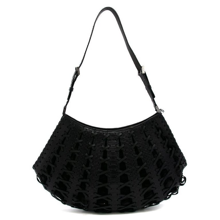 Balmain Black Leather Fan Bag For Sale at 1stDibs