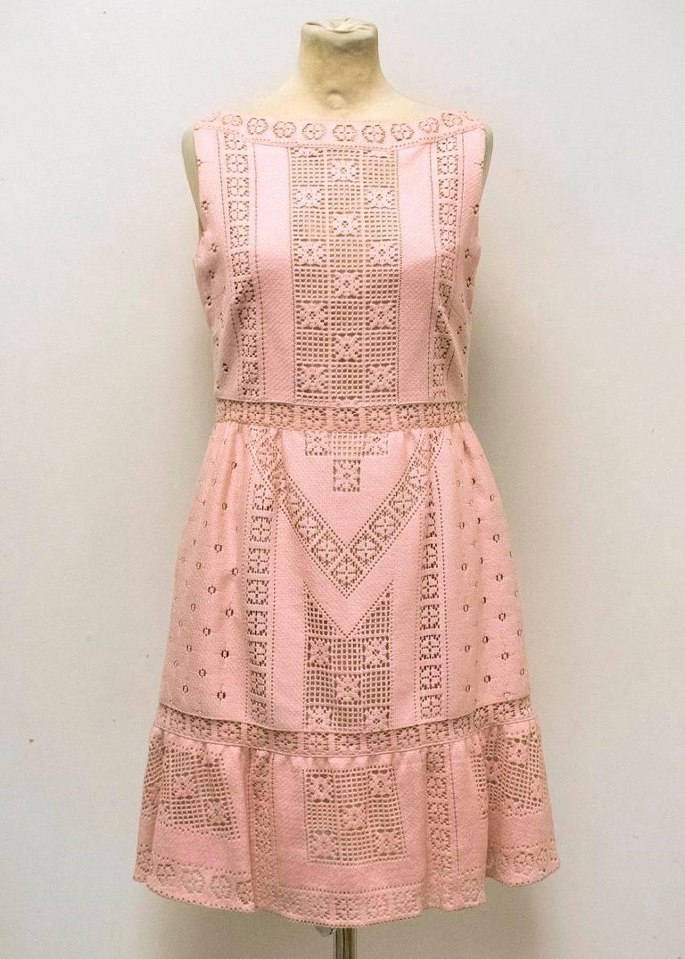 Valentino Powder Pink Crochet A-Line Dress For Sale at 1stDibs