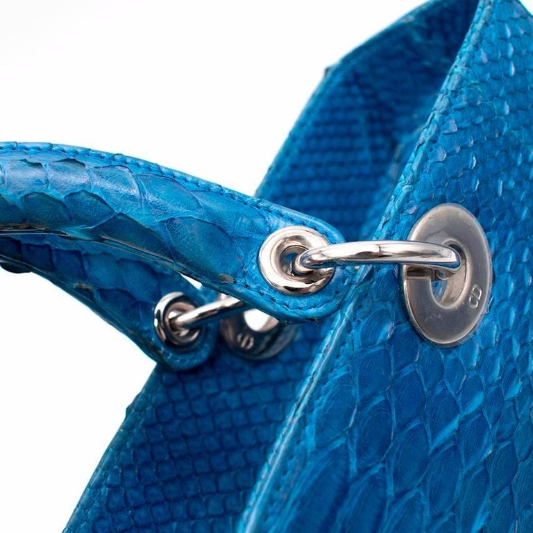 Lady Dior Electric Blue Python Tote Bag For Sale at 1stDibs