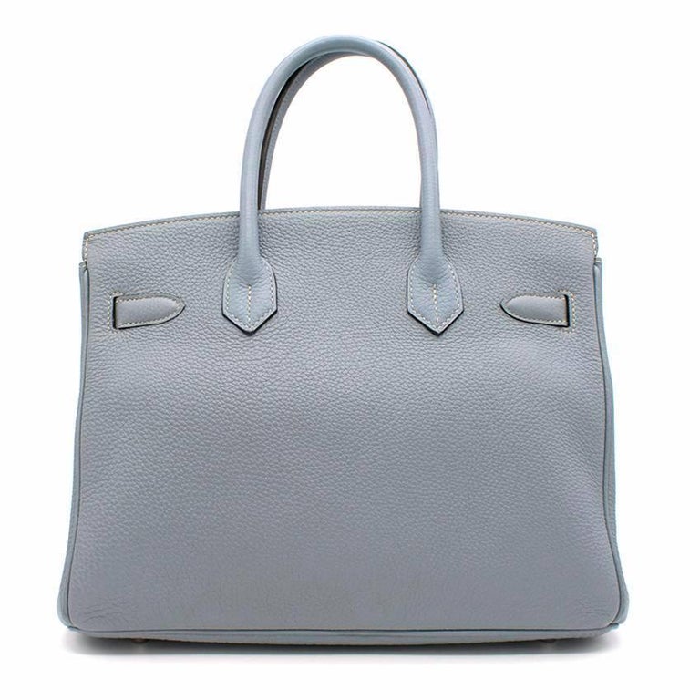 Hermes Blue Lin Fjord Leather 30CM Birkin Bag For Sale at 1stDibs ...
