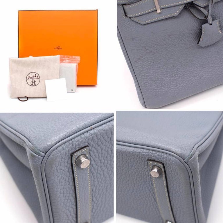 Hermes Blue Lin Fjord Leather 30CM Birkin Bag For Sale at 1stDibs ...