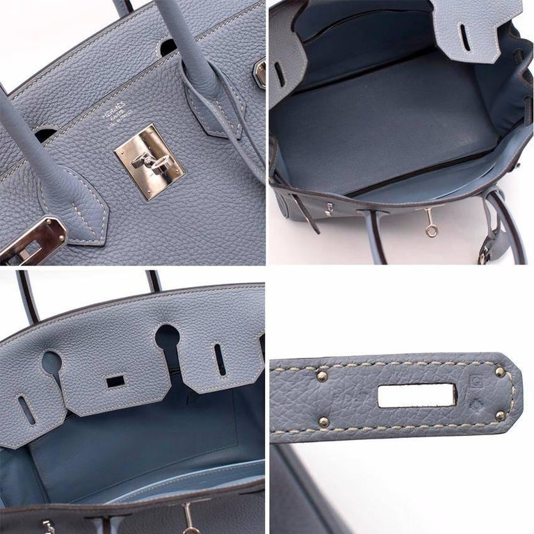 Hermes Blue Lin Fjord Leather 30CM Birkin Bag For Sale at 1stDibs ...