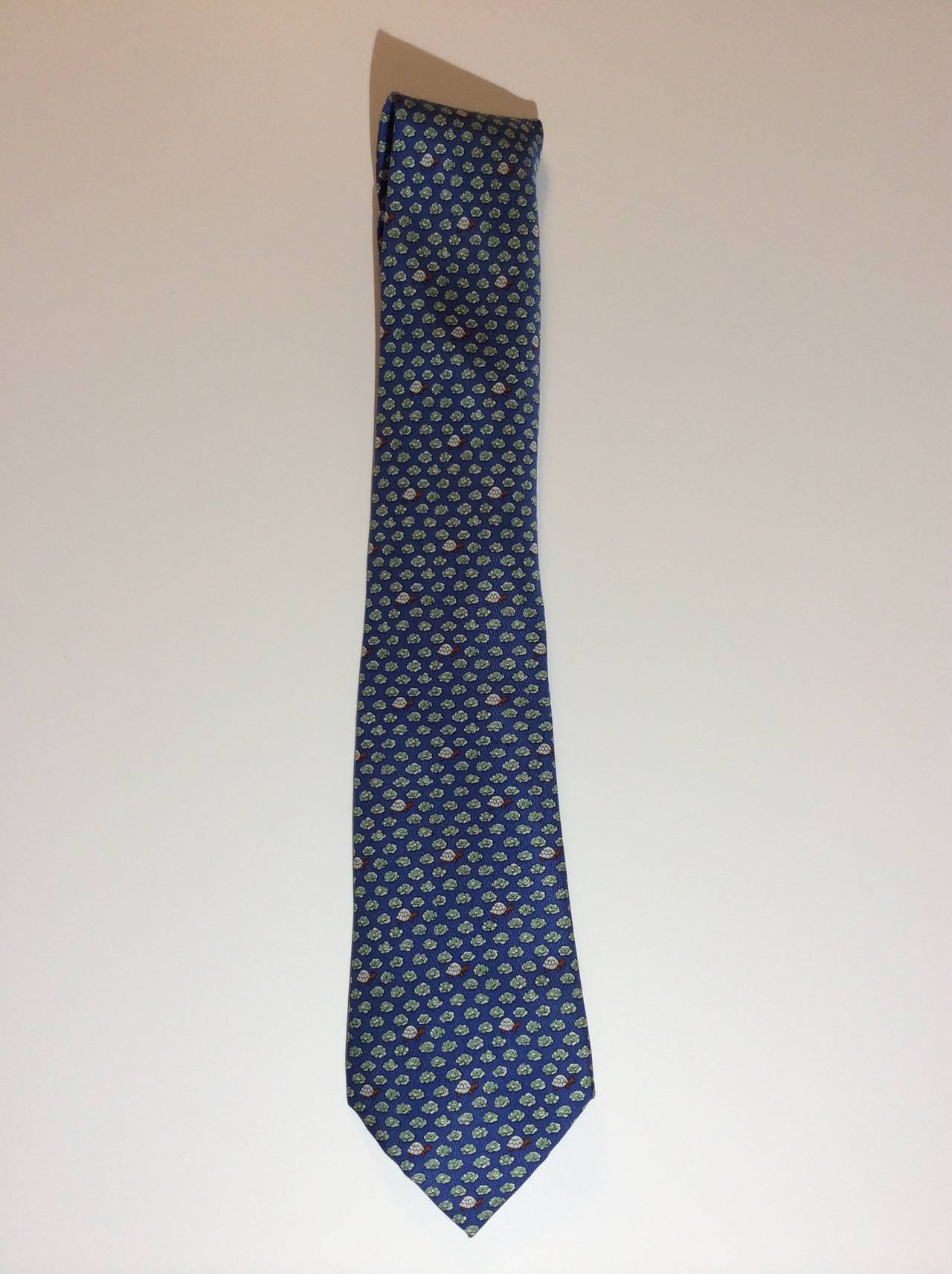 Hermes Paris Turtle Blue Silk Tie at 1stDibs | hermes turtle tie