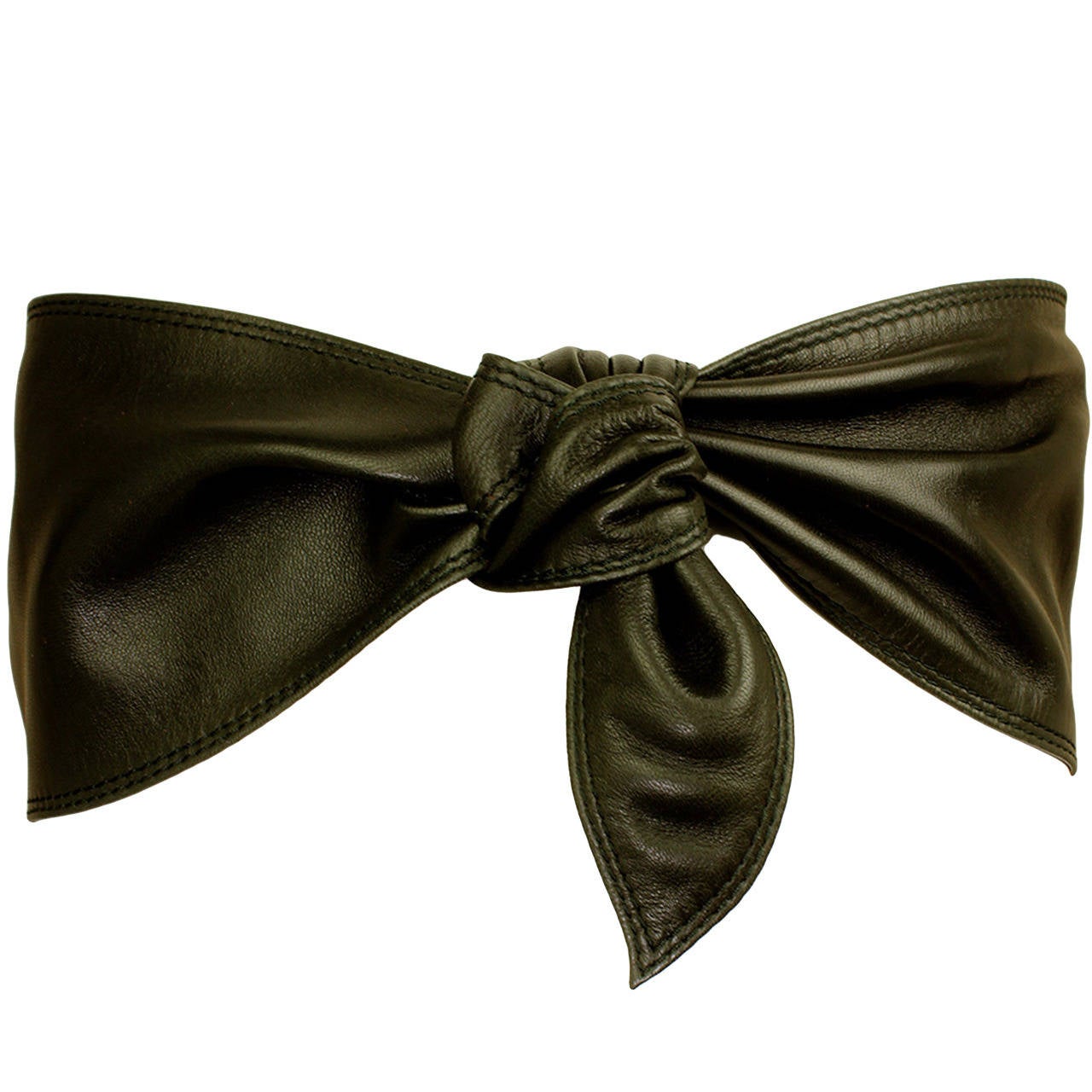 Calvin Klein 1980s Wide Leather Black Sash Belt at 1stDibs