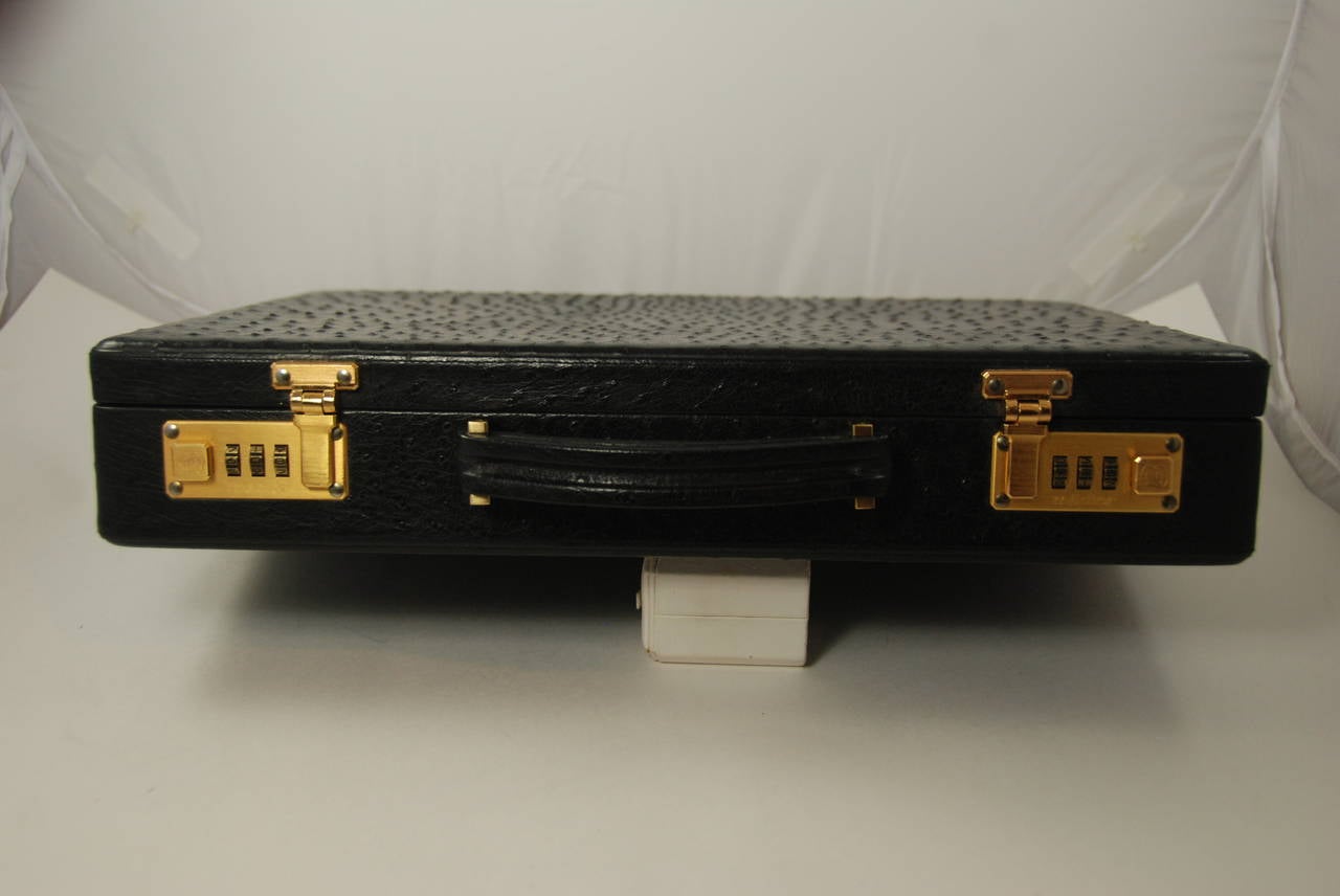 1980s Madler Black Ostrich Briefcase at 1stDibs | madler bag, ostrich ...