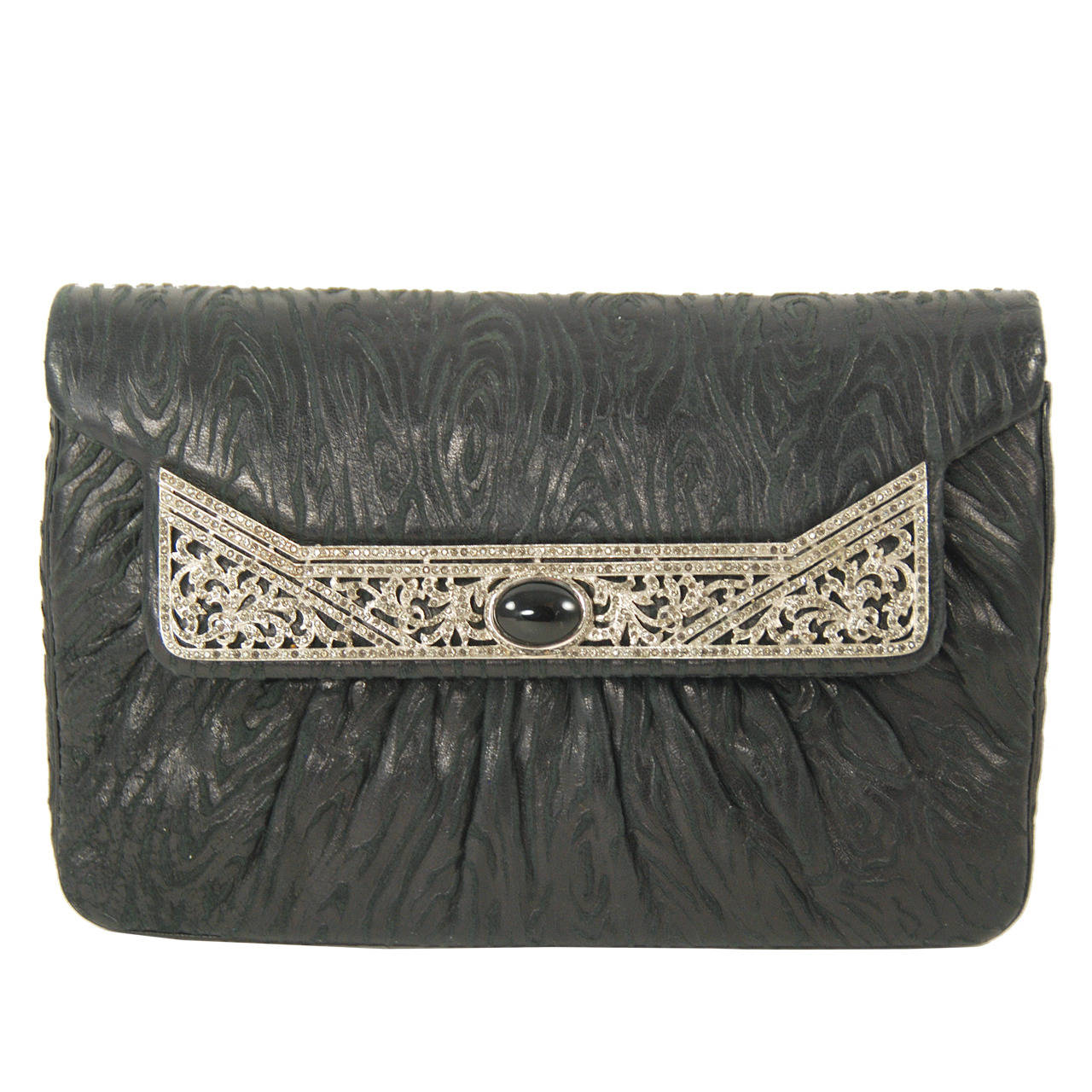 1980s Black Judith Leiber Textured Leather Clutch/Shoulder Bag For Sale ...