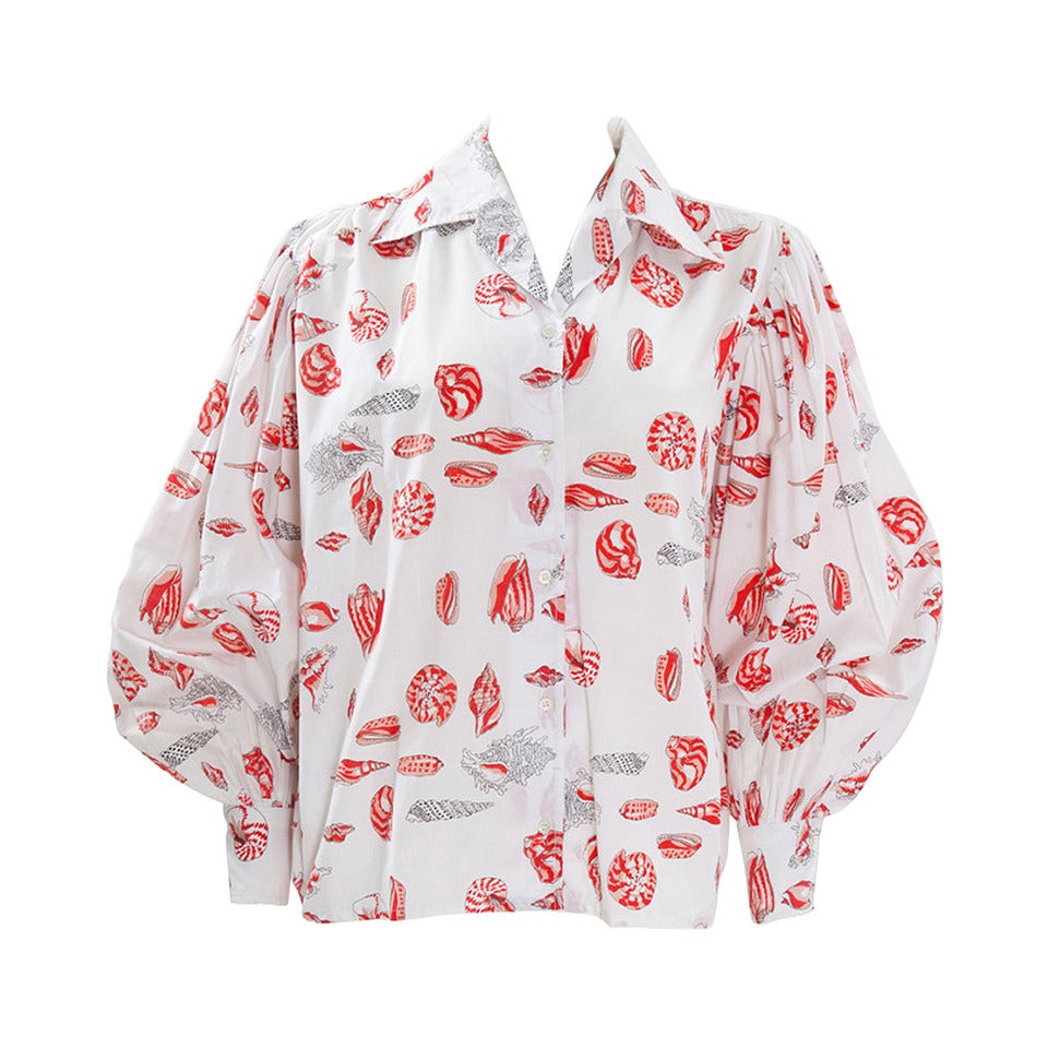 Valentino Seashell Print Cotton Shirt at 1stDibs | seashell shirt