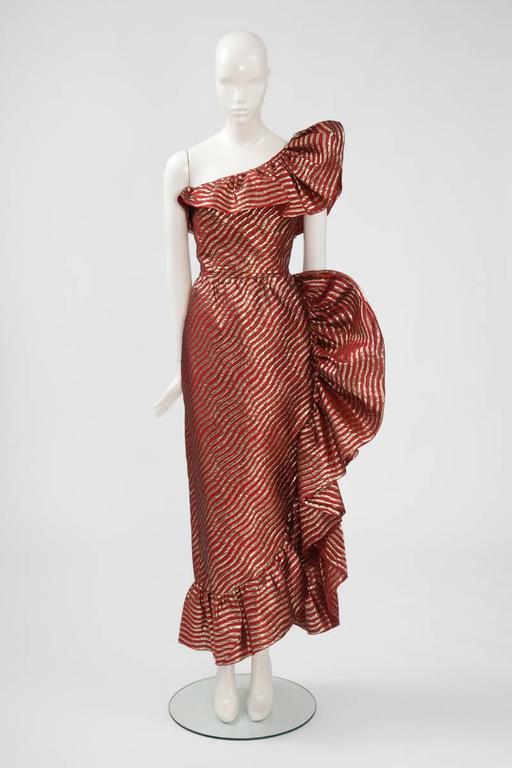 Pierre Balmain Ruffled One-Shoulder Evening Dress at 1stDibs