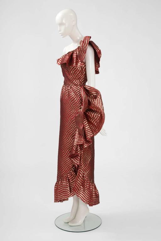 Pierre Balmain Ruffled One-Shoulder Evening Dress at 1stDibs