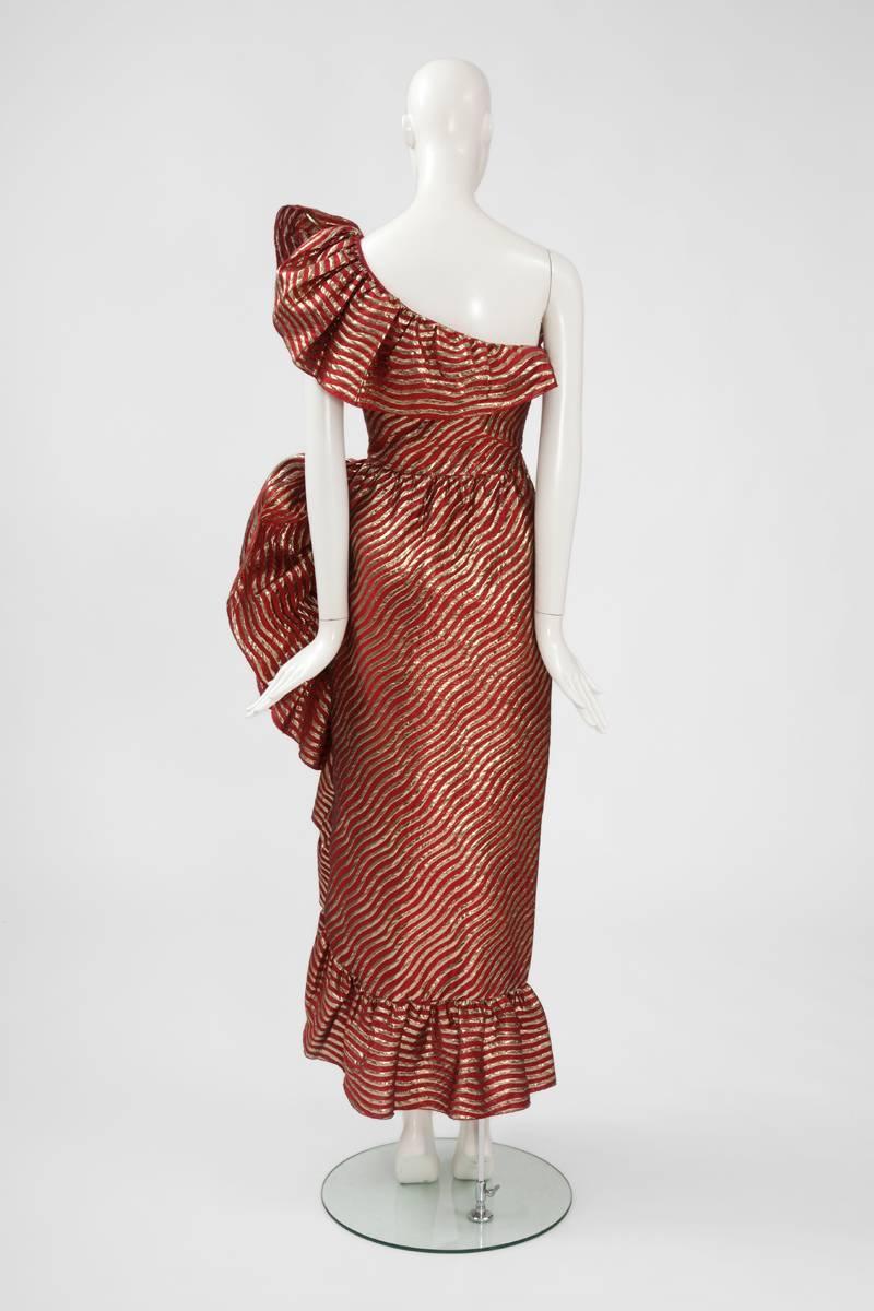 Pierre Balmain Ruffled One-Shoulder Evening Dress at 1stdibs