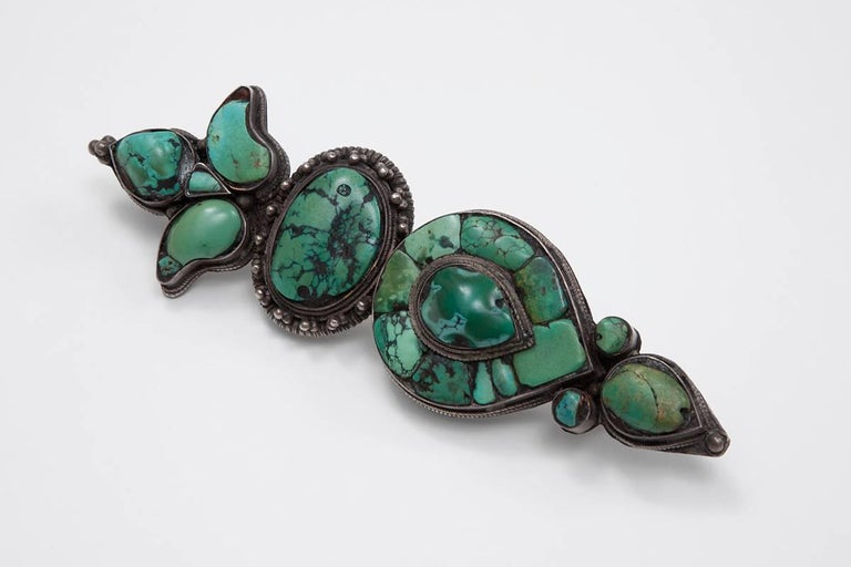 Oversized Sterling Turquoise Brooch at 1stDibs