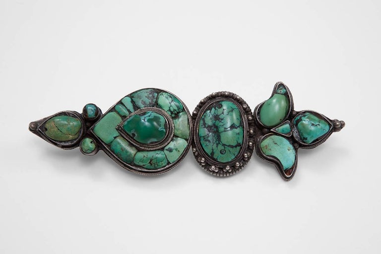 Oversized Sterling Turquoise Brooch at 1stDibs