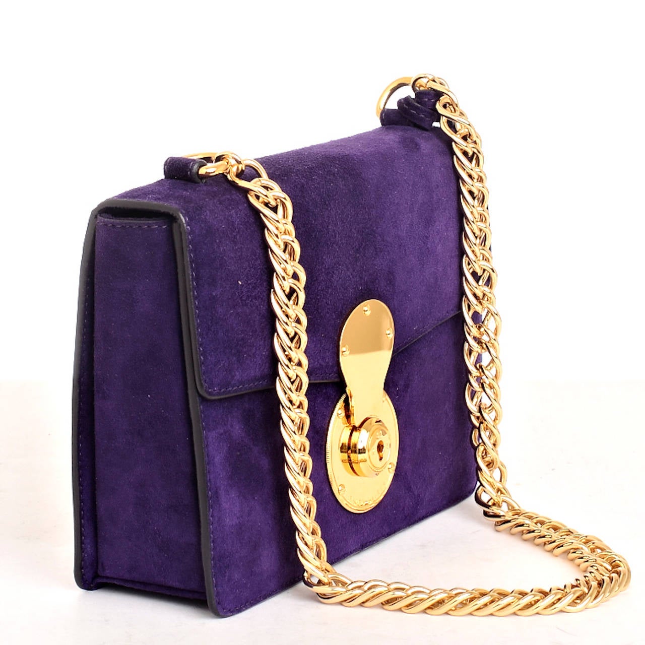 Ralph Lauren Purple Suede Ricky Chain Bag at 1stDibs